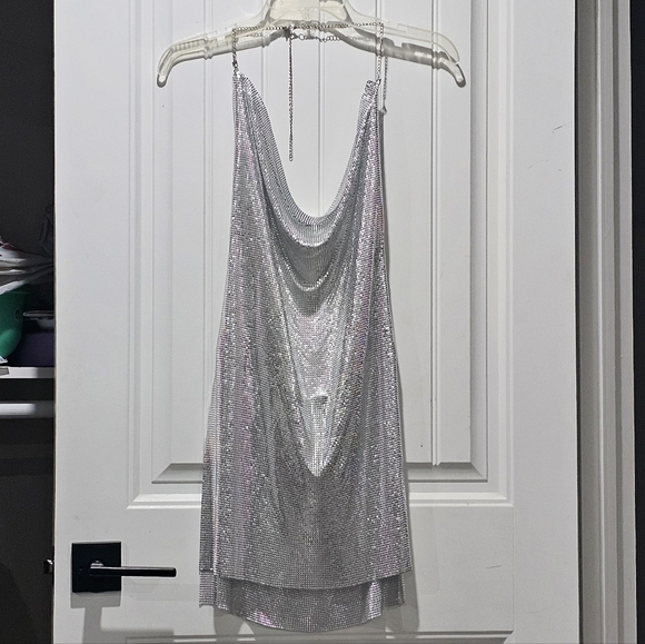 unbranded | Dresses | Chainmail Mini Dress Silver Metallic Chain Mail ...